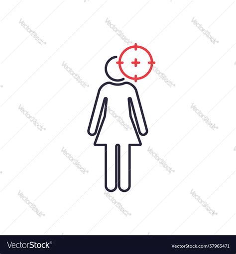 Sniper Scope Aimed On Female Black Line Icon Red Vector Image