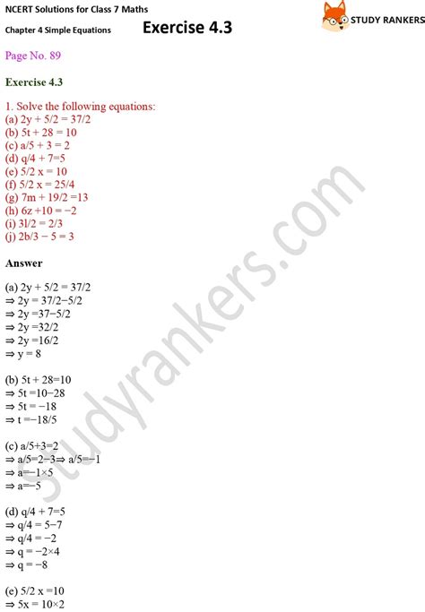 Ncert Solutions For Class 7 Maths Ch 4 Simple Equations Exercise 43