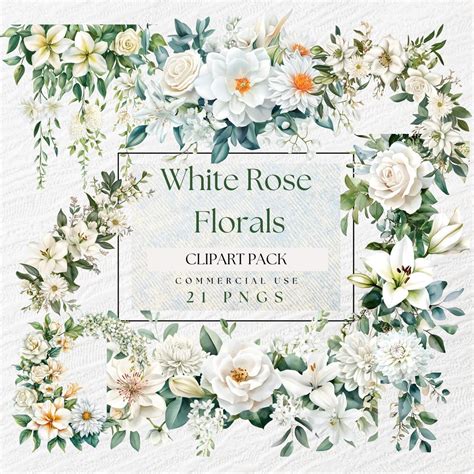 White Rose Floral Clipart Roses Wedding Garland Png Rose Bouquet