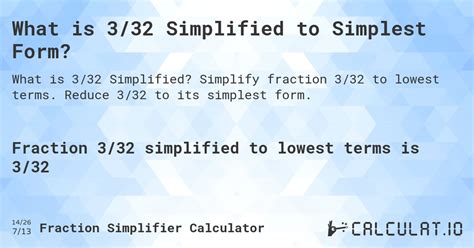 What Is 3 32 Simplified To Simplest Form Calculatio