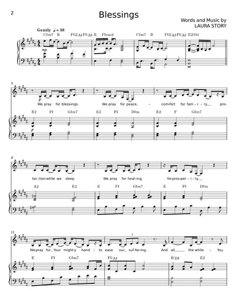 Blessings Laura Story Sheet Music With Chords For Piano Synthesizer
