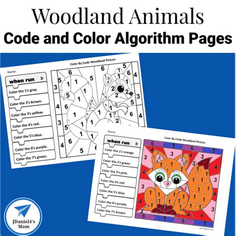 Woodland Animals Code And Color Algorithm Pages Jdaniel4s Mom