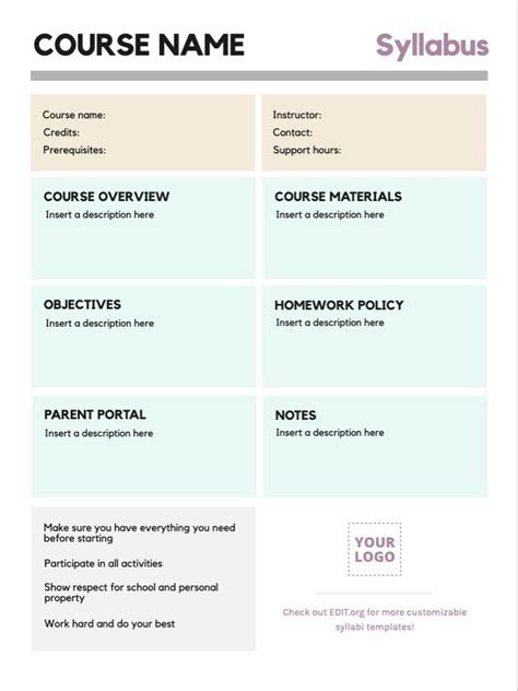 Create Editable Templates For Course Syllabus Course Syllabus Syllabus Syllabus Template