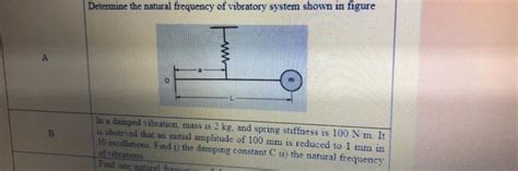 Solved Determine The Natural Frequency Of Vibratory System Chegg Com