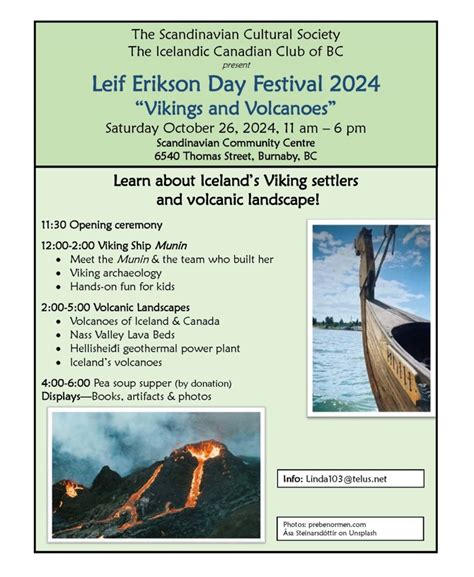 Leif Erikson Day Vikings And Volcanoes • Scandinavian Community Centre