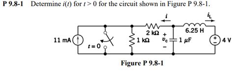 solved p 9 8 1 ﻿determine i t ﻿for t 0 ﻿for the circuit