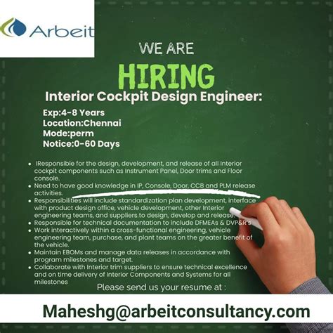 Mahesh Babu On Linkedin Wearehiring Automotive Interiorcockpit Cockpit Interior