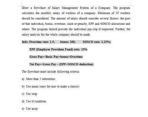 Solved Draw A Flowchart Of Salary Management System Of A Chegg Com