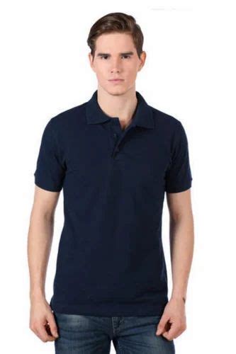 Cotton Plain Mens Blue Polo Neck T Shirt At Rs 230piece In Surat Id