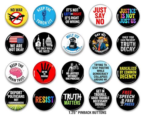 Protest Buttons Set 20 Political Pinback Buttons Social Justice