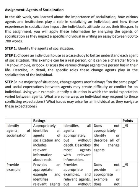 Solved Assignment Agents Of Socialization In The 4th Week