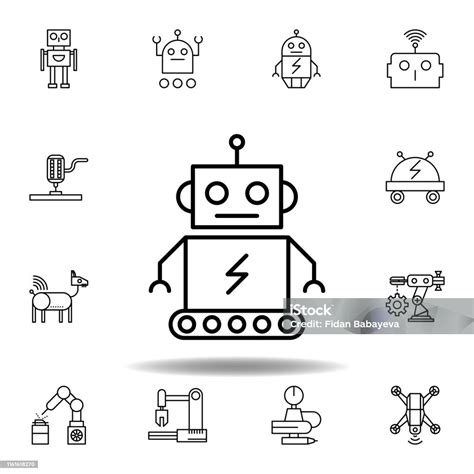 로봇 로봇 윤곽선 아이콘입니다 로봇 일러스트 아이콘 세트입니다 기호는 웹 로고 모바일 앱 Ui Ux에 사용할 수 있습니다 0명에 대한 스톡 벡터 아트 및 기타 이미지
