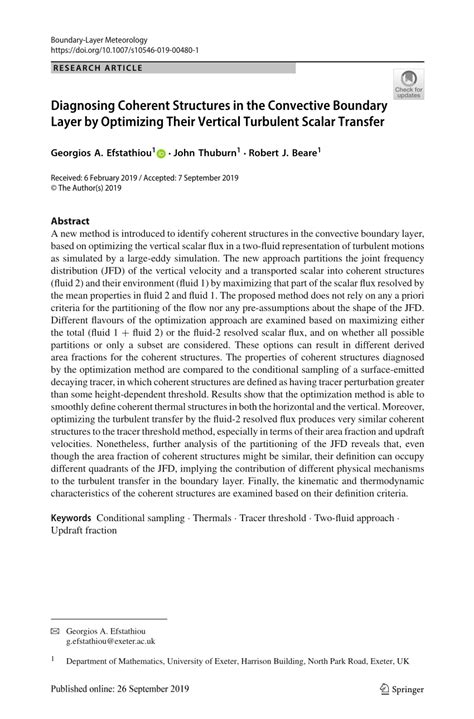 Pdf Diagnosing Coherent Structures In The Convective Boundary Layer