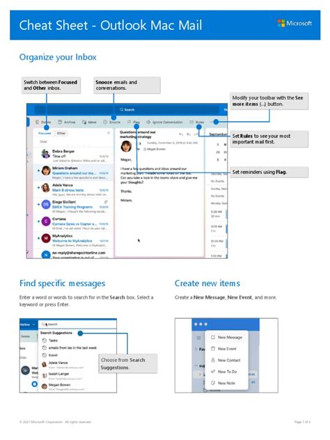 ms cheatsheet outlookmailformac pdf microsoft outlook microsoft