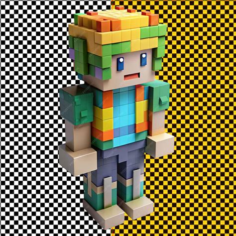 Premium Psd Psd Of A Colorful 3d Pixel Art Of Minecraft Character