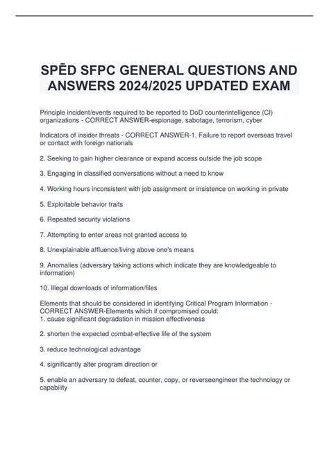 SpĒd Sfpc General Questions And Answers 2024 2025 Updated Exam Sfpc Stuvia Us