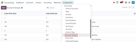 Odoo Accounting Account Groups Technotancy