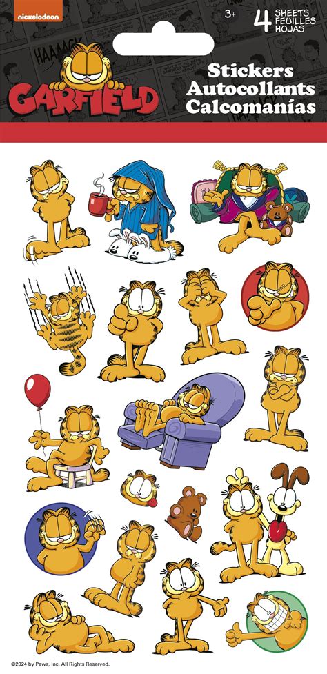 Garfield Flat Out Garfield Standard Stickers 4 Sheet