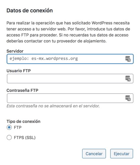 Problemas con los datos de conexión de FTP en WordPres local Una Solución