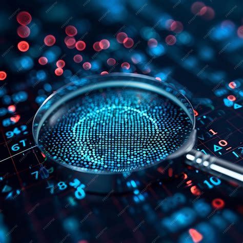 Premium Photo Security Scrutiny Biometrics Authentication Technology Under Magnifying Glass