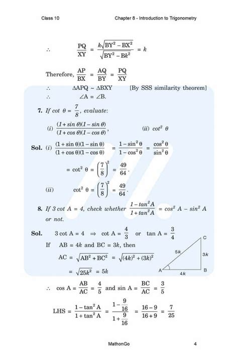 Ncert Solutions For Class 10 Maths Chapter 8 Introduction To Trigonometry Mathongo