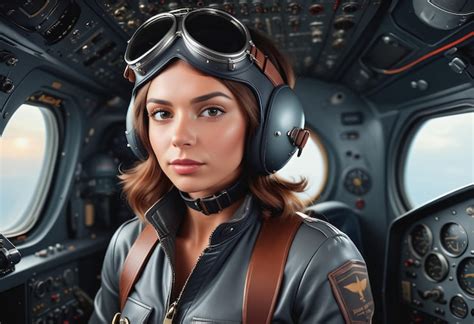 Premium Photo Female Pilot In The Cockpit