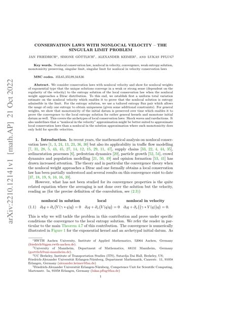 Pdf Conservation Laws With Nonlocal Velocity The Singular Limit