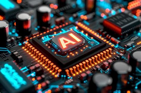 Ai Processor On Circuit Board Hightech Components Glowing Neon Lights Cyber Technology Advance
