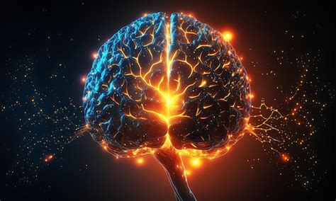 Premium Photo Glowing Brain Background With Neural Links Network Representing Artificial