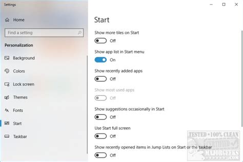Most Used Apps Setting Disabled Or Grayed Out On Windows 10 Majorgeeks