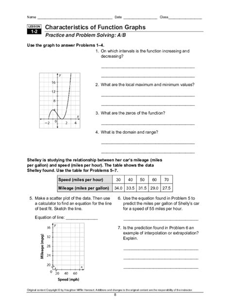 Fillable Online Name Date Class Lesson Characteristics Of Function Fax Email Print Pdffiller