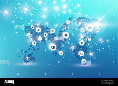 World Map Point With Global Technology Networking Concept Digital Data