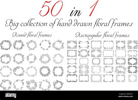 Big Collection Of 50 Round And Rectangular Floral Frames Big Floral