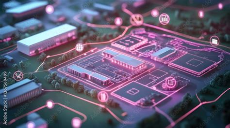 Smart Factory Network Map Industrial Iot Digital Twin Automation