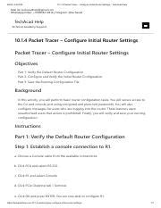 Configuring Initial Router Settings In Packet Tracer Course Hero