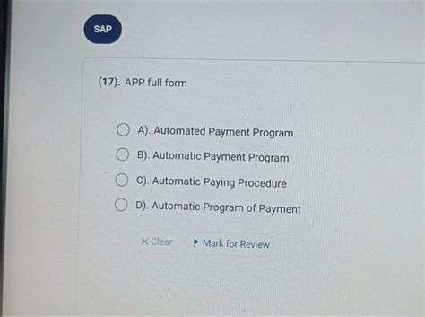 SAP 17 APP Full Form A Automated Payment StudyX