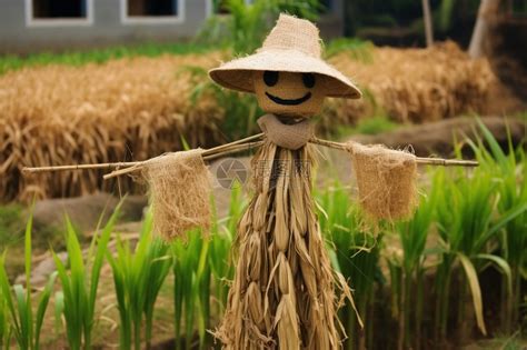 农田中可爱的稻草人高清图片下载 正版图片600513016 摄图网