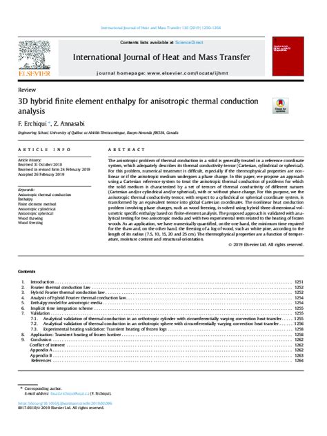 Pdf 3d Hybrid Finite Element Enthalpy For Anisotropic Thermal