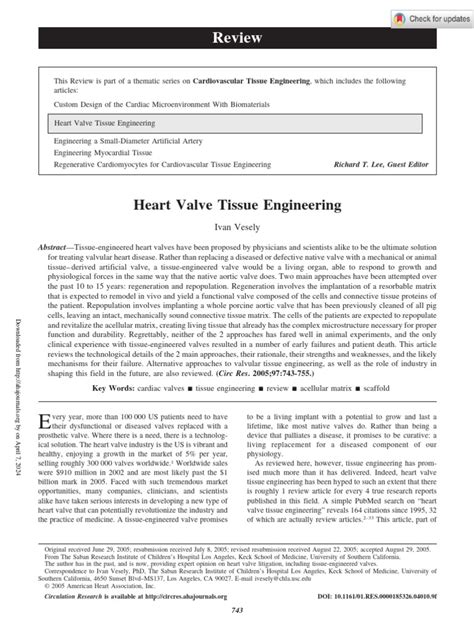 Vesely 2005 Heart Valve Tissue Engineering Pdf Tissue Engineering Heart