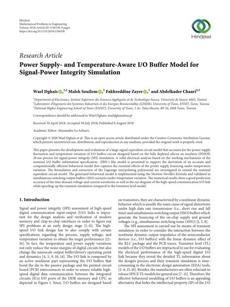 Pdf Power Supply And Temperature Aware Io Buffer Model For Signal