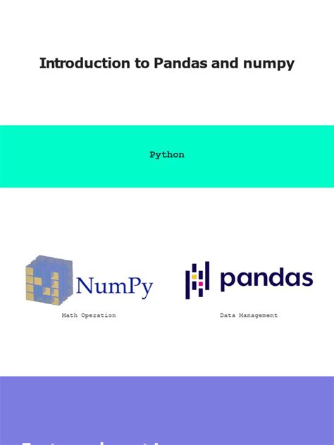 Introduction To Numpy And Pandas Pdf