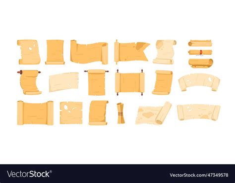 Parchment Scrolls Set Old Papyrus Rolls Royalty Free Vector