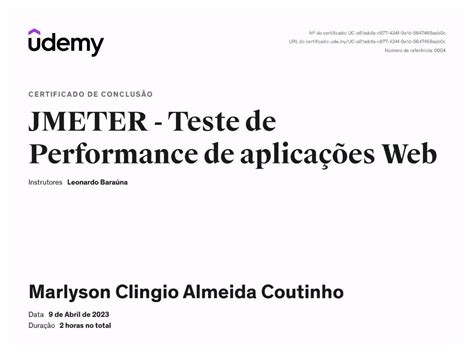 Gostaria De Compartilhar Que Recebi Uma Nova Certificação Jmeter
