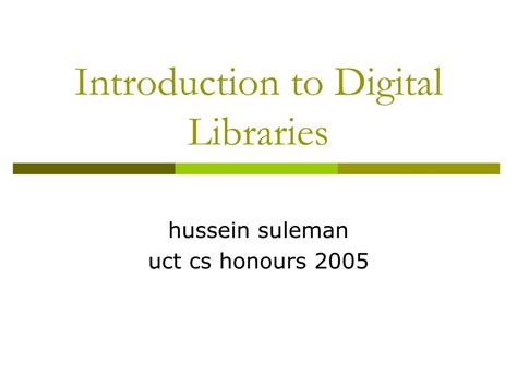 Ppt Introduction To Digital Libraries Powerpoint Presentation Free