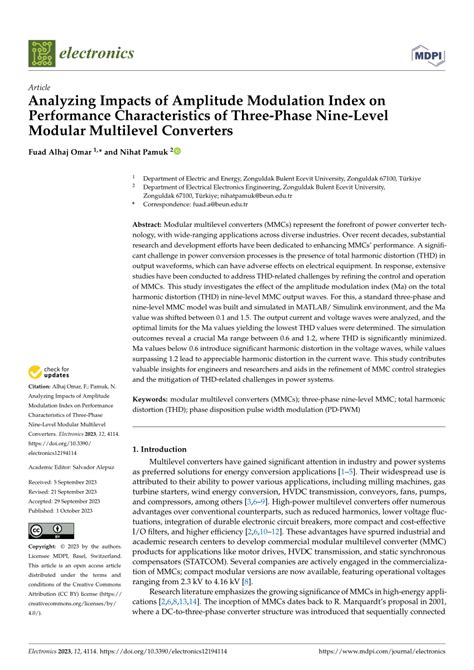 Pdf Analyzing Impacts Of Amplitude Modulation Index On Performance Characteristics Of Three