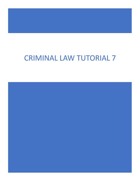Criminal Tutorial 7 Criminal Law Tutorial No For Her To Succeed In A