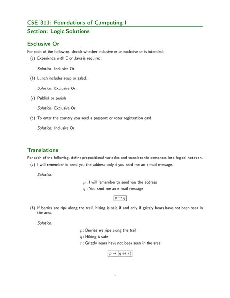 section 01 solutions 1111111111111111111111 cse 311 foundations of