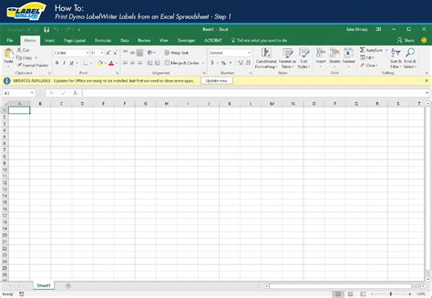 need help with excel spreadsheet inside how to print dymo labelwriter