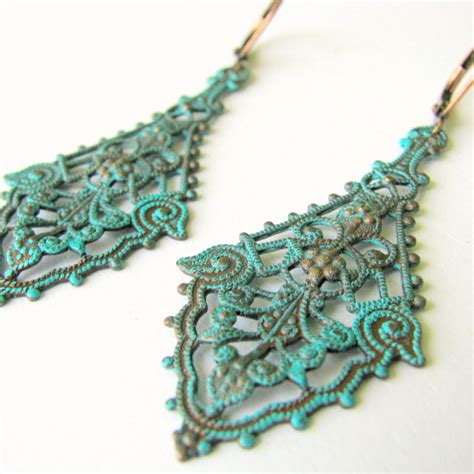 Patina Earrings Etsy