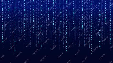 Premium Vector Technology Binary Code Random Falling Blue Digits On